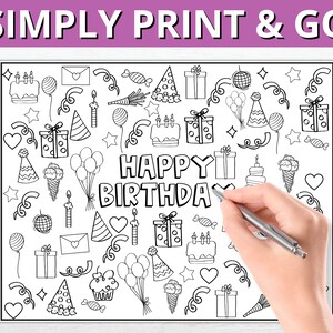 Birthday Doodles Coloring Page, Happy Birthday Coloring Sheet ...