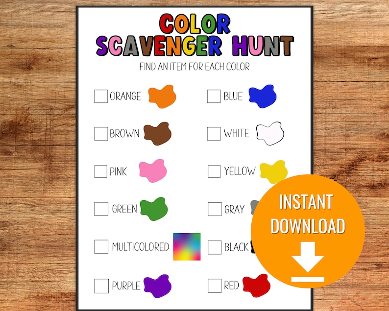 Color Scavenger Hunt Road Trip Scavenger Hunt Printable for - Etsy