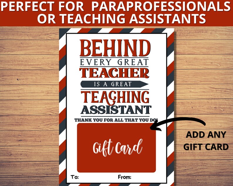 Paraprofessional Appreciation Week Gift Card Holder Printable, Teacher ...