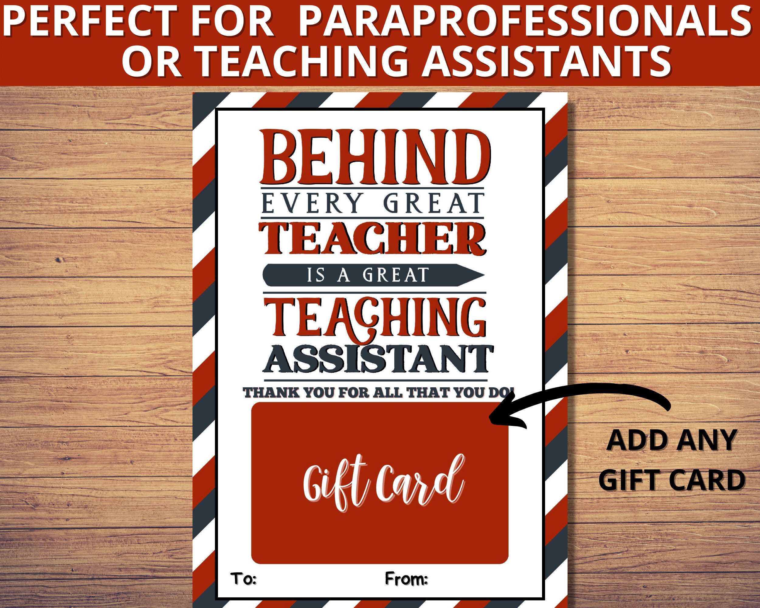 Paraprofessional Appreciation Week Gift Card Holder Printable - Etsy