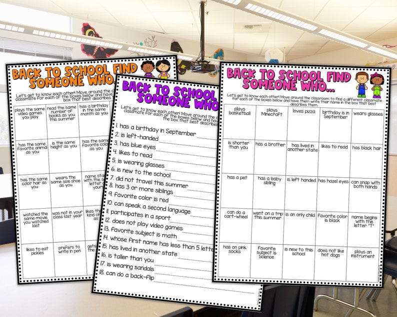 Find Someone Who Back to School Activity Get to Know You - Etsy