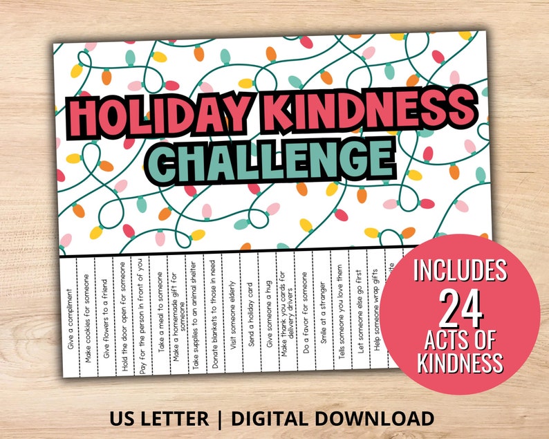 Holiday Kindness Challenge, Kindness Tear off Flyer, Acts of Kindness ...