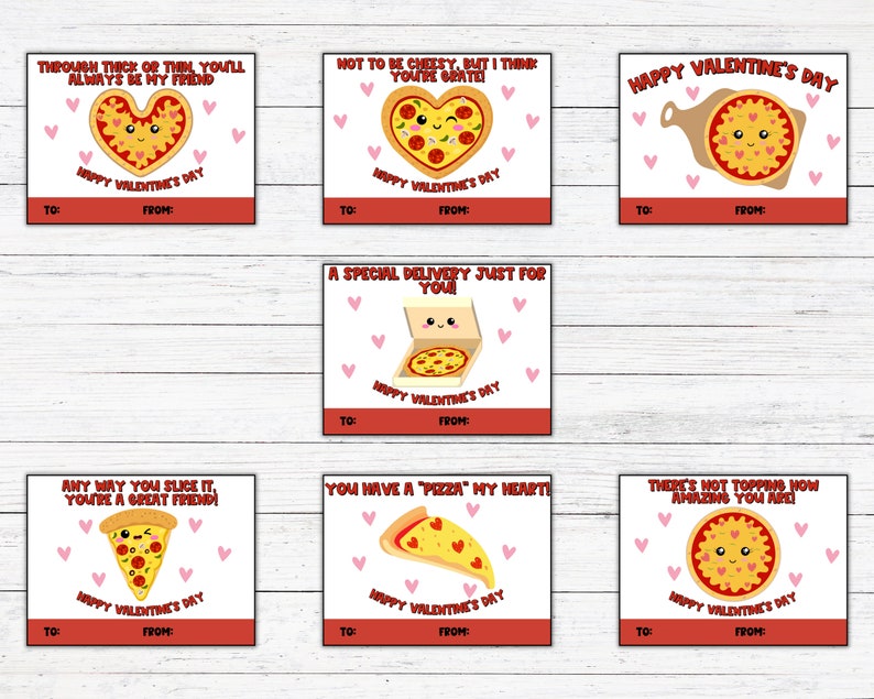 Pizza Valentine Cards, Valentine Classroom Exchange Cards, Valentine's ...