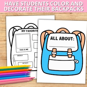 All About Me Backpack, First Day of School Activity, All About Me Craft ...