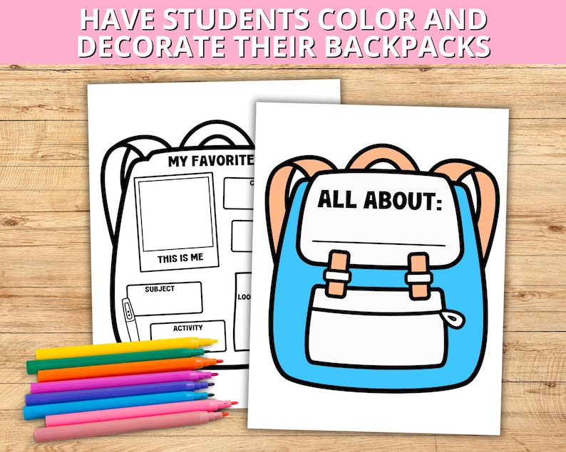 All About Me Backpack, First Day of School Activity, All About Me Craft ...
