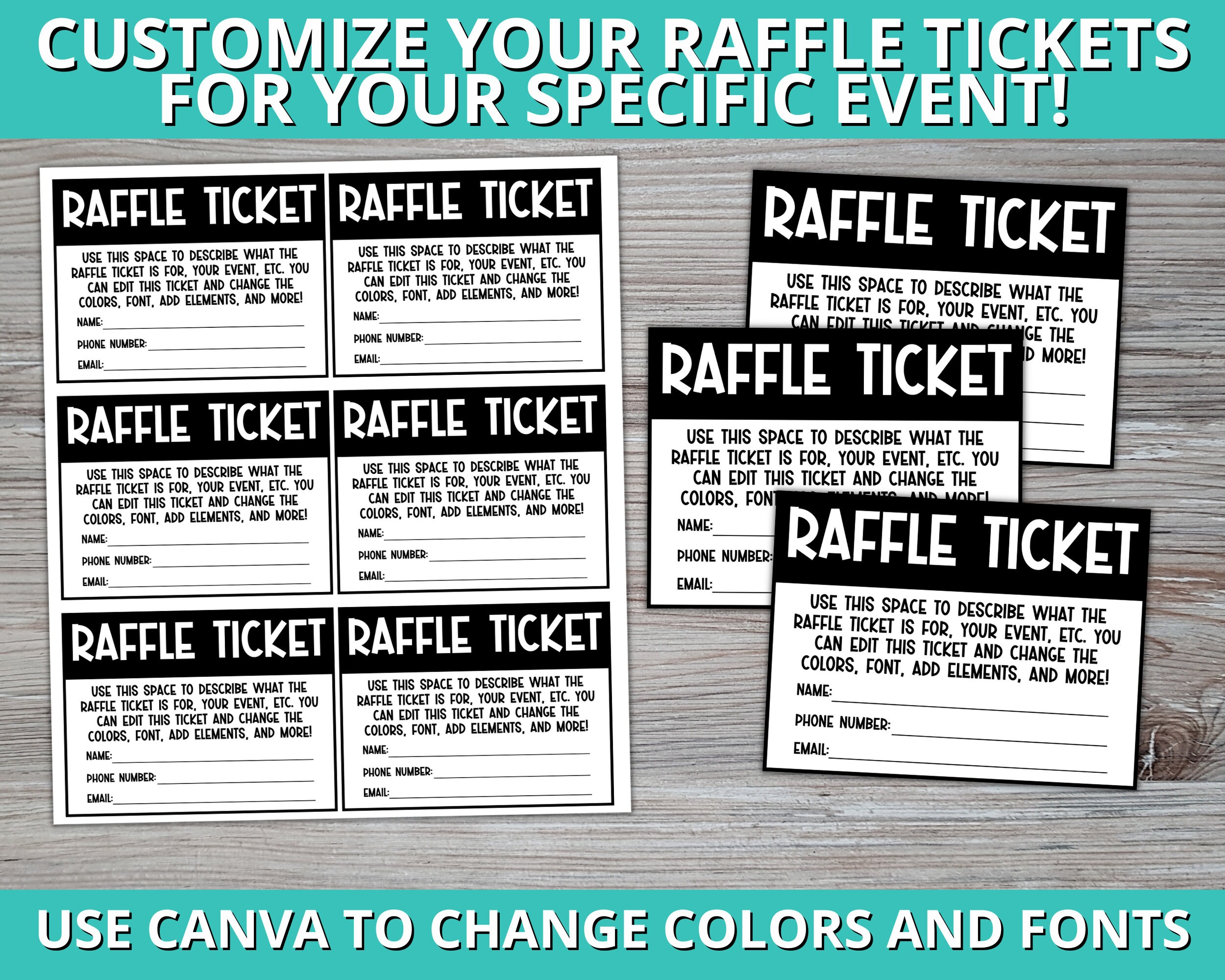 Editable Raffle Ticket Template, Printable Raffle Ticket - Etsy