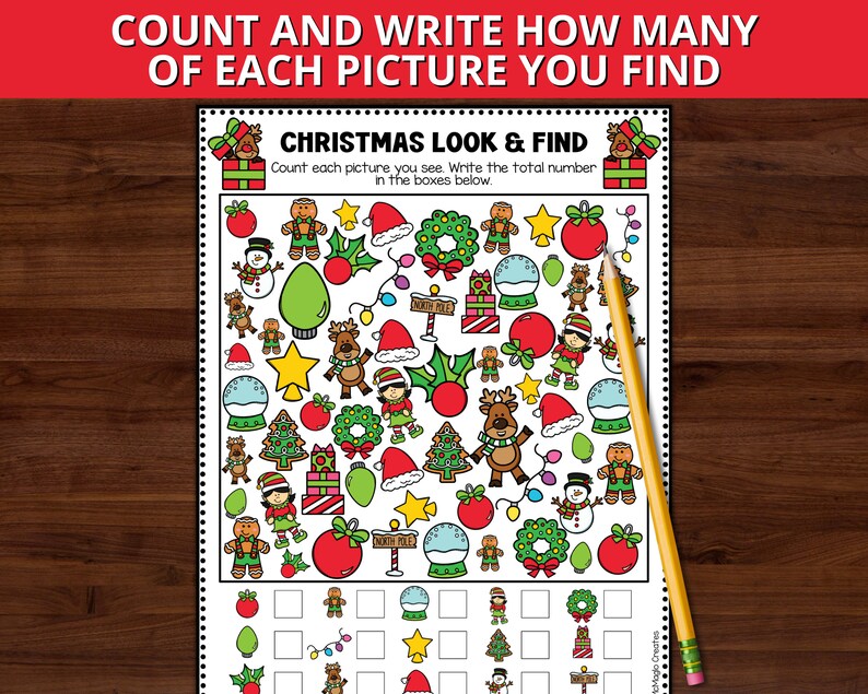 Christmas Look and Find Game, Kids Christmas Activity, Christmas I Spy ...