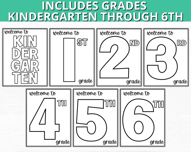 Back to Grade Level Coloring Sheets, First Day of School Grade Level ...