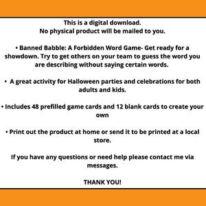 Halloween Printable Party Game, Banned Babble A Forbidden Words Game ...