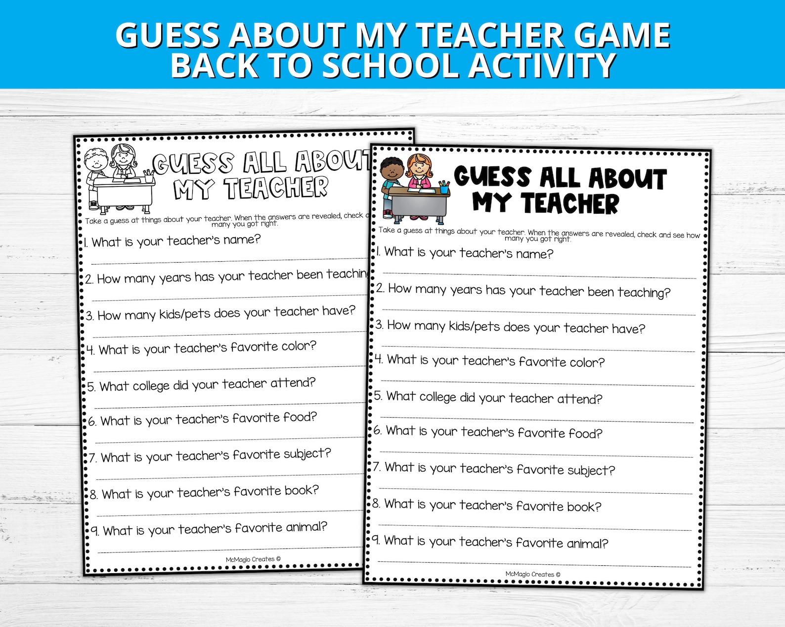 Guess All About My Teacher Game, Printable Back to School Icebreaker ...