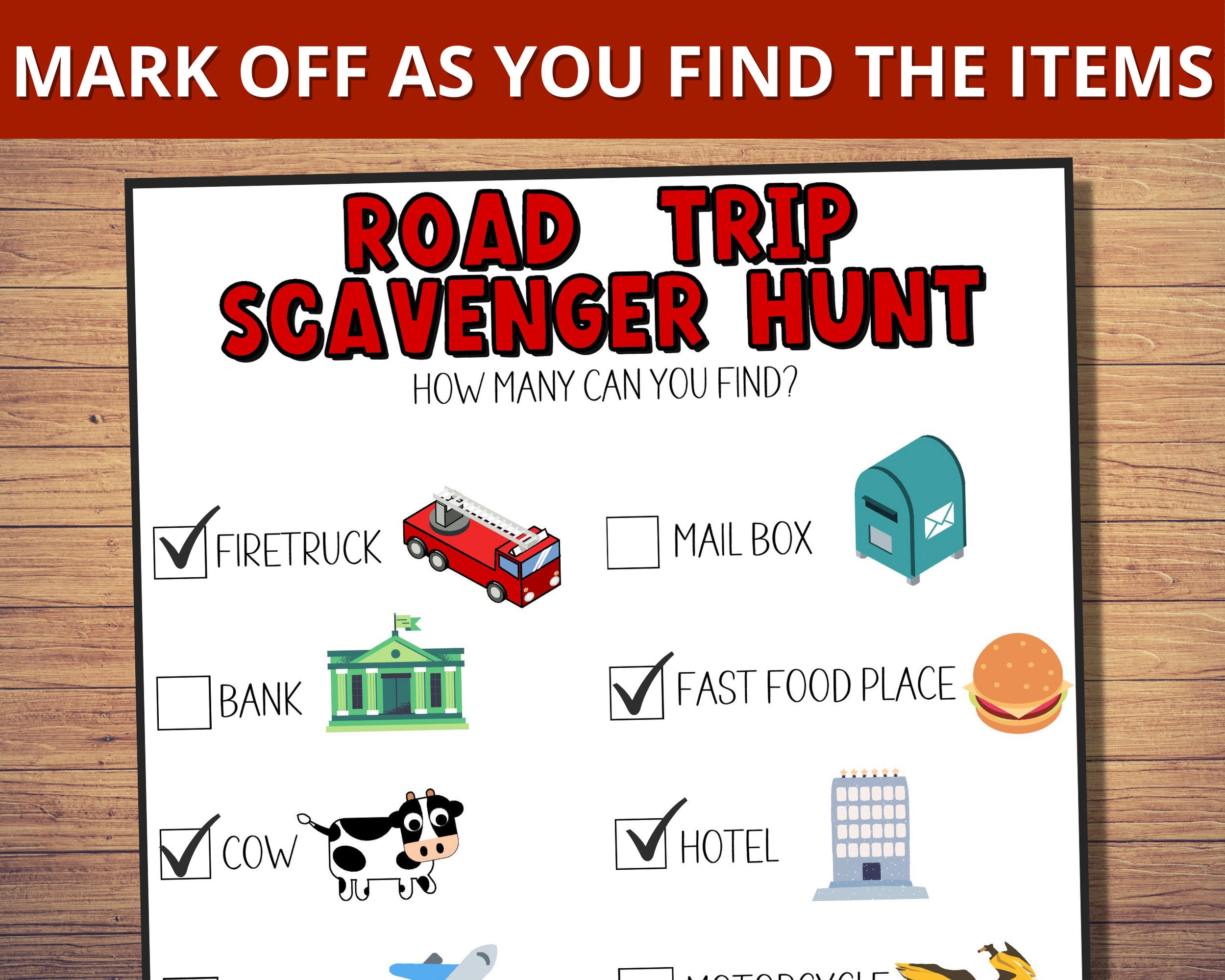 Road Trip Scavenger Hunt, Scavenger Hunt Printable for Kids, Car Ride ...