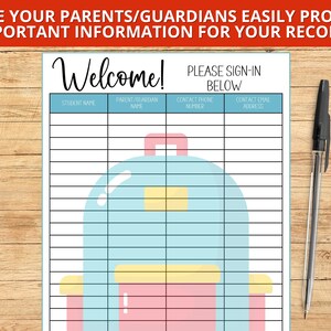 Back to School Open House Sign in Sheet Classroom Sign in - Etsy