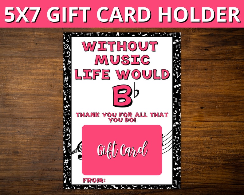 Music Teacher Appreciation Gift Card Holder Music Teacher - Etsy
