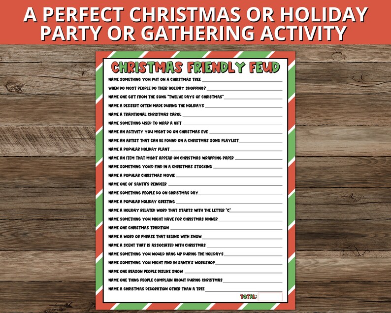 Christmas Friendly Feud Game Holiday Friendly Feud Christmas - Etsy