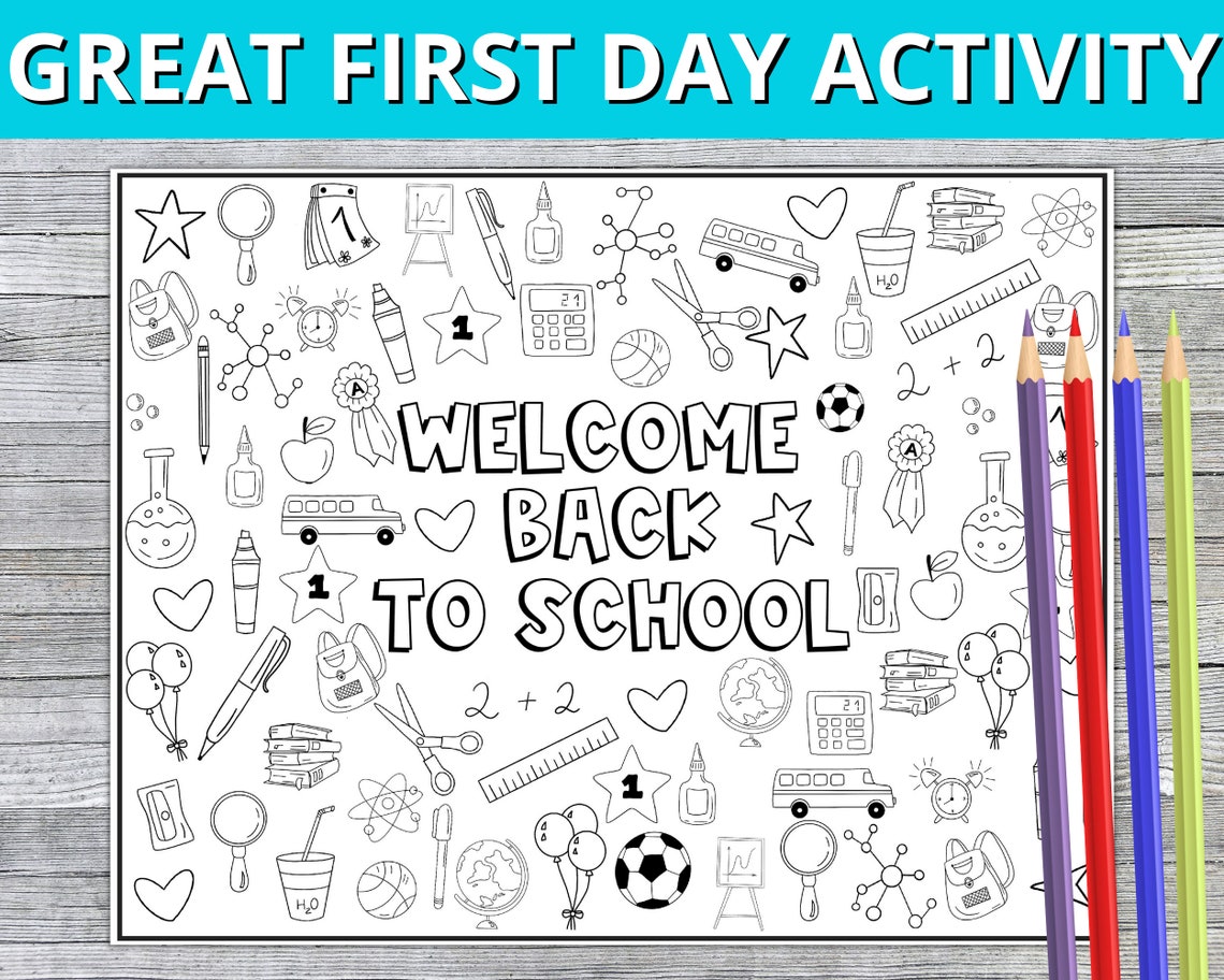 Back to School Coloring Pages Welcome Back to School Coloring - Etsy