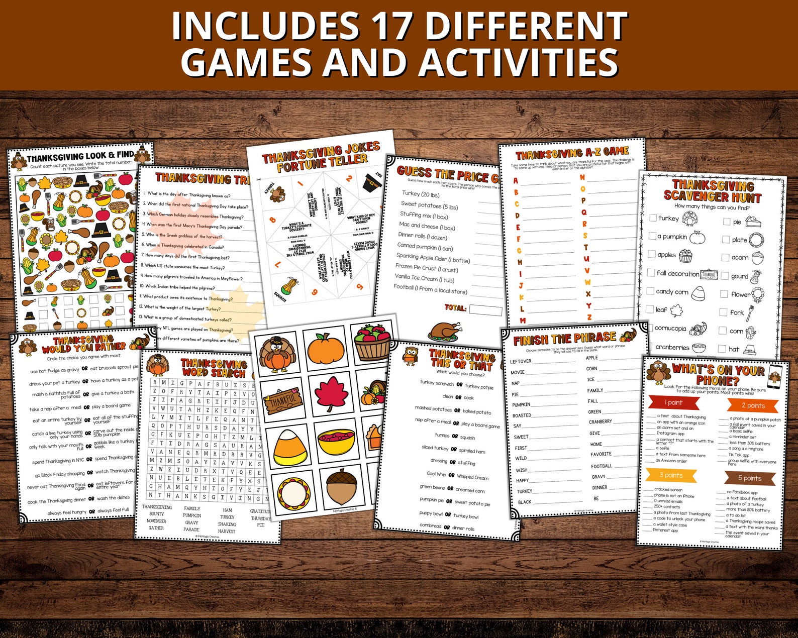 Thanksgiving Games and Activities, Thanksgiving Party Game, Fun ...