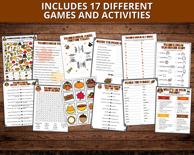 Thanksgiving Games and Activities, Thanksgiving Party Game, Fun ...