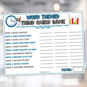 Work Themed Think Quick Game, Office Party Games, Office Icebreakers ...