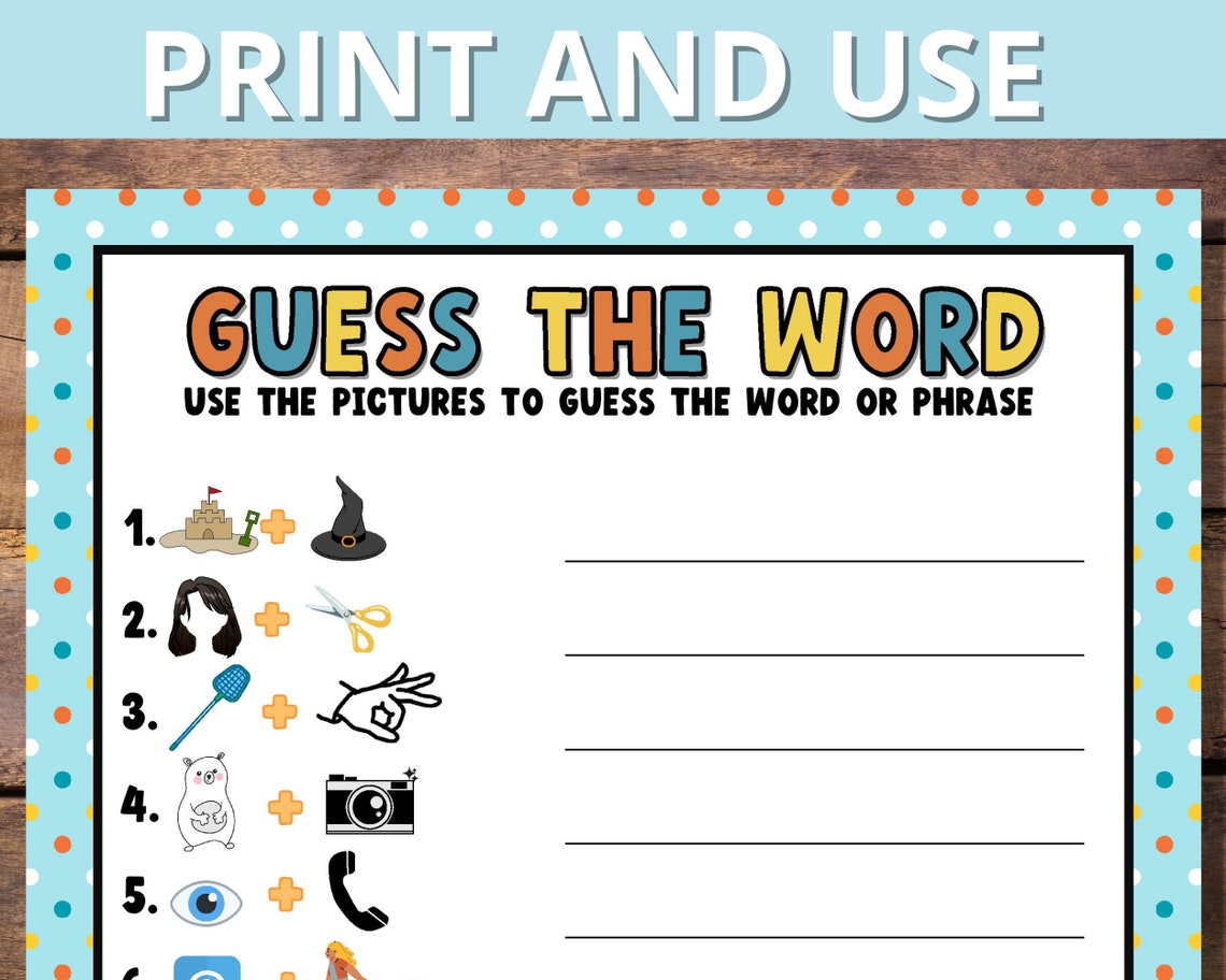 Guess the Word Game Rebus Puzzles and Brain Teasers Rainy - Etsy