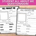 Student All About Me Questionnaire, Printable Back to School Activity ...