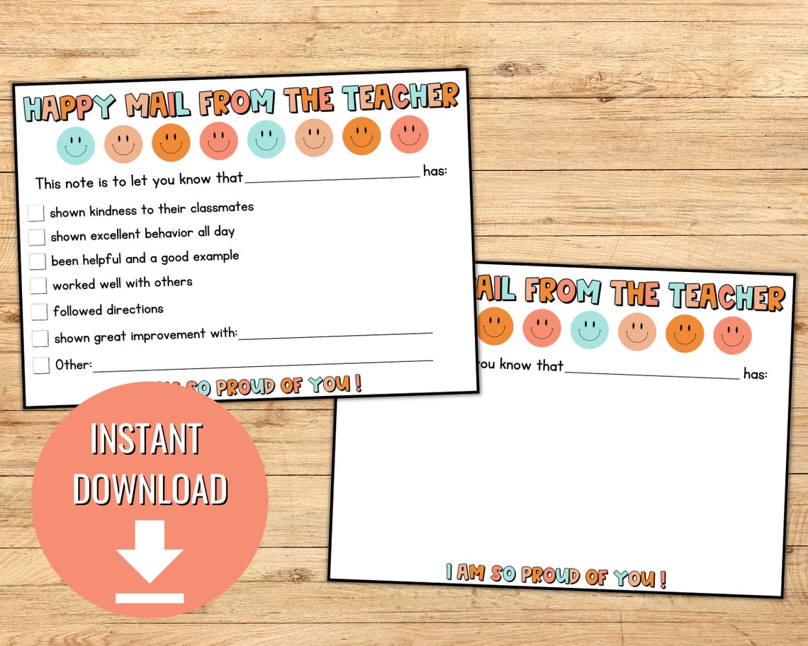 Happy Mail Teacher Communication Notes Teacher Mail Cards - Etsy