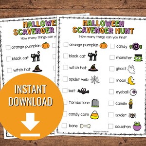 Halloween Scavenger Hunt, Printable Kids Halloween Party Games, Sensory ...