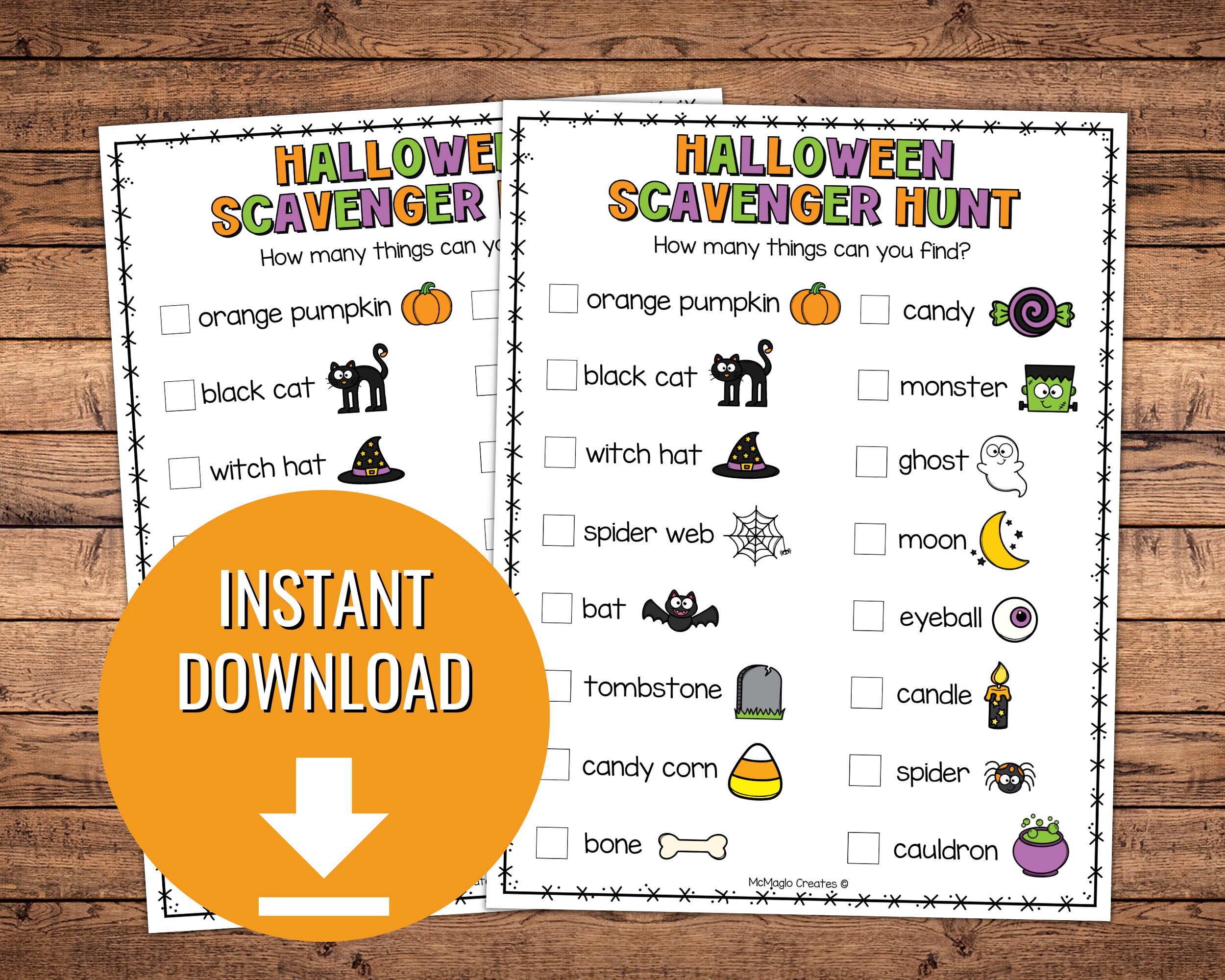 Halloween Scavenger Hunt Printable Kids Halloween Party - Etsy