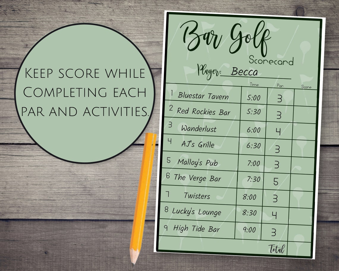 Customizable Bar Golf Game Bar Golf Score Card - Etsy