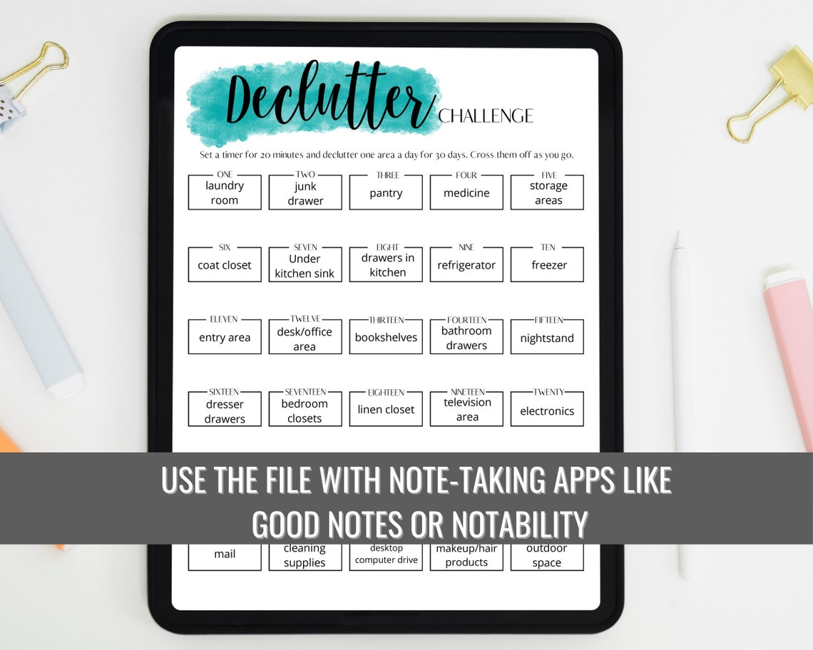 Declutter Challenge Printable Declutter Tracker Home Cleaning - Etsy
