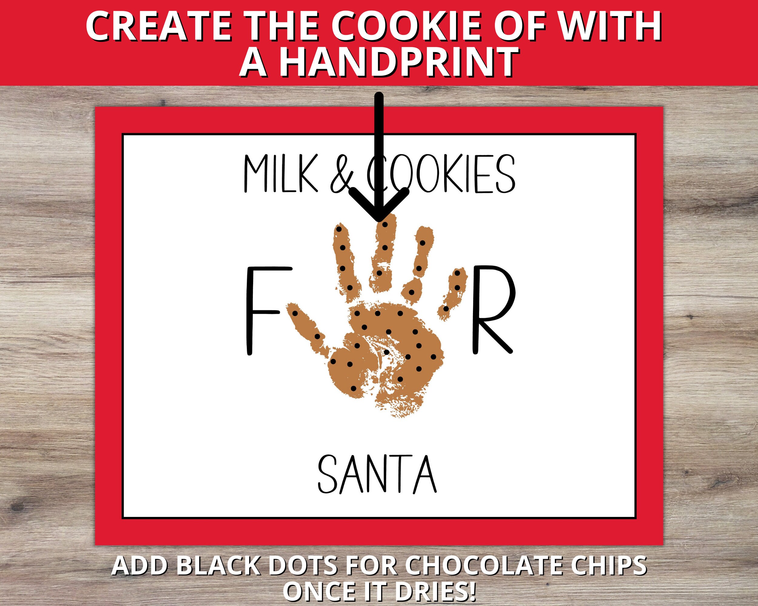 Milk & Cookies for Santa Handprint Art, Christmas Handprint Art ...
