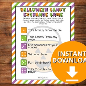 Halloween Candy Exchange Dice Game, Candy Dice Game Printable ...