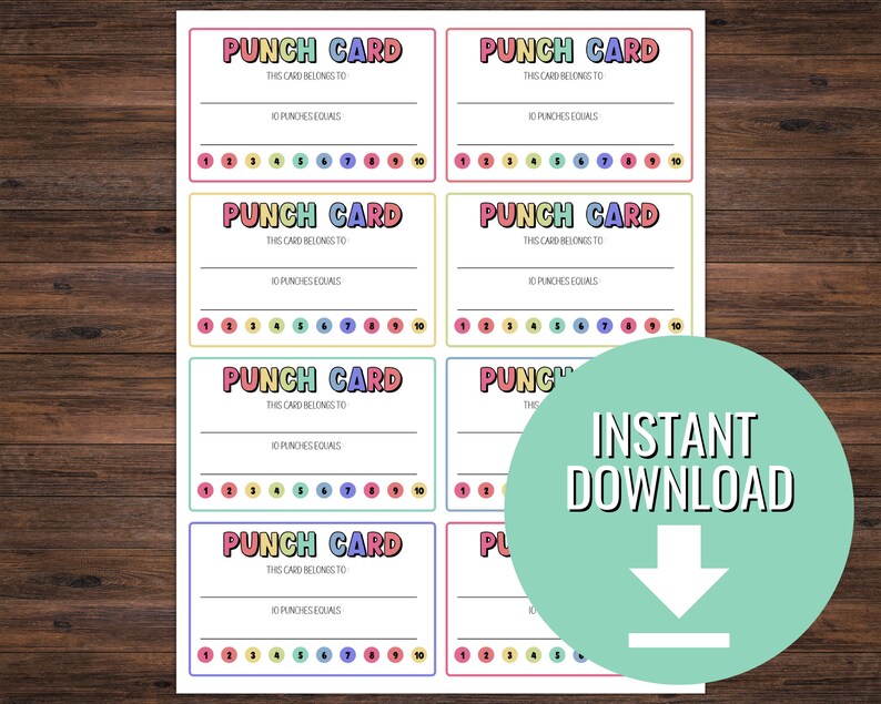 Classroom Reward Punch Cards, Student Punch Cards, Classroom Management ...