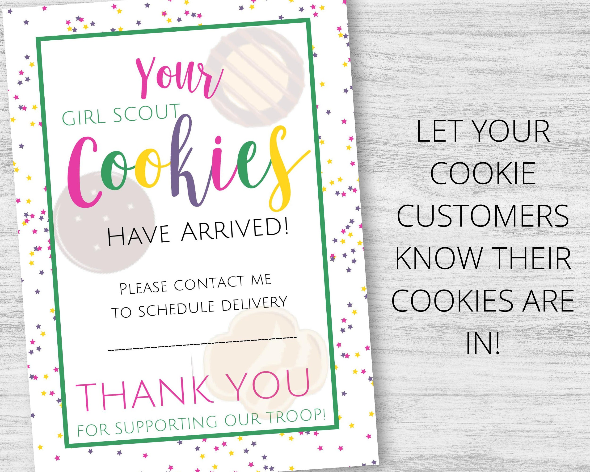 Printable Girl Scout Cookie Delivery Notice Cards - Etsy