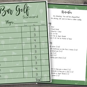 Customizable Bar Golf Game | Bar Golf Score Card - Etsy
