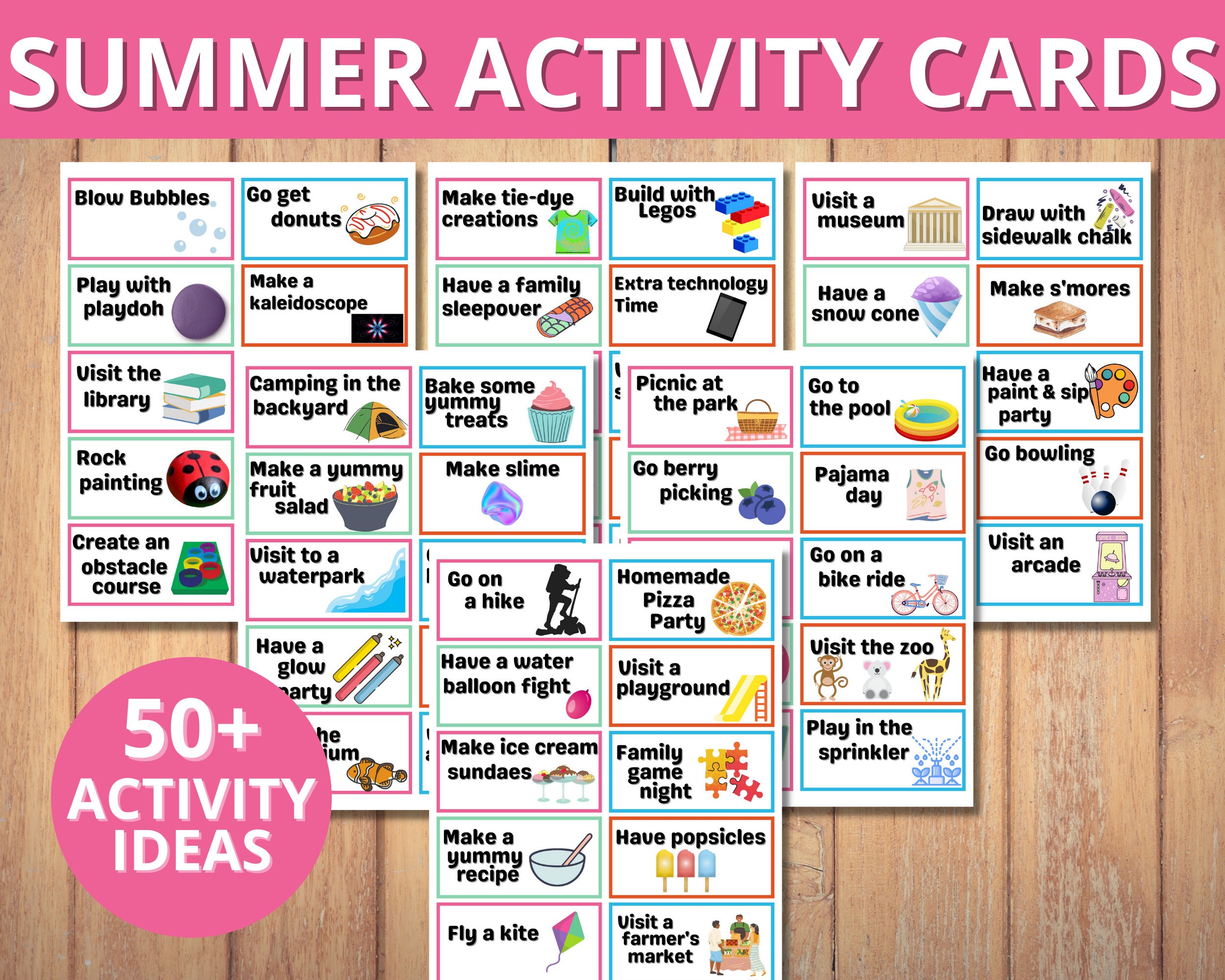 Summer Activity Cards for Kids Summer Activities for Kids - Etsy