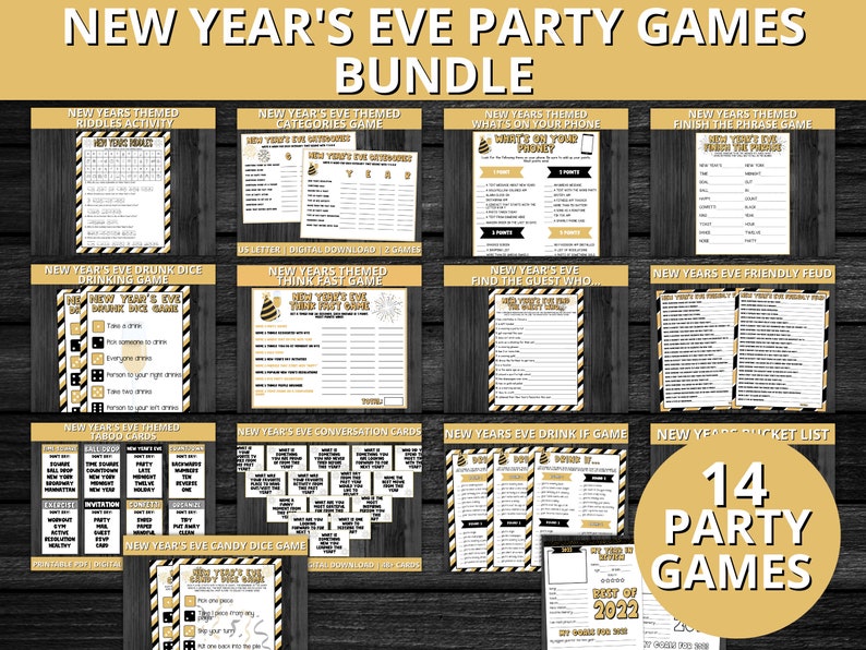 New Year's Eve Party Game Bundle, NYE Party Games, New Year's Eve Party ...