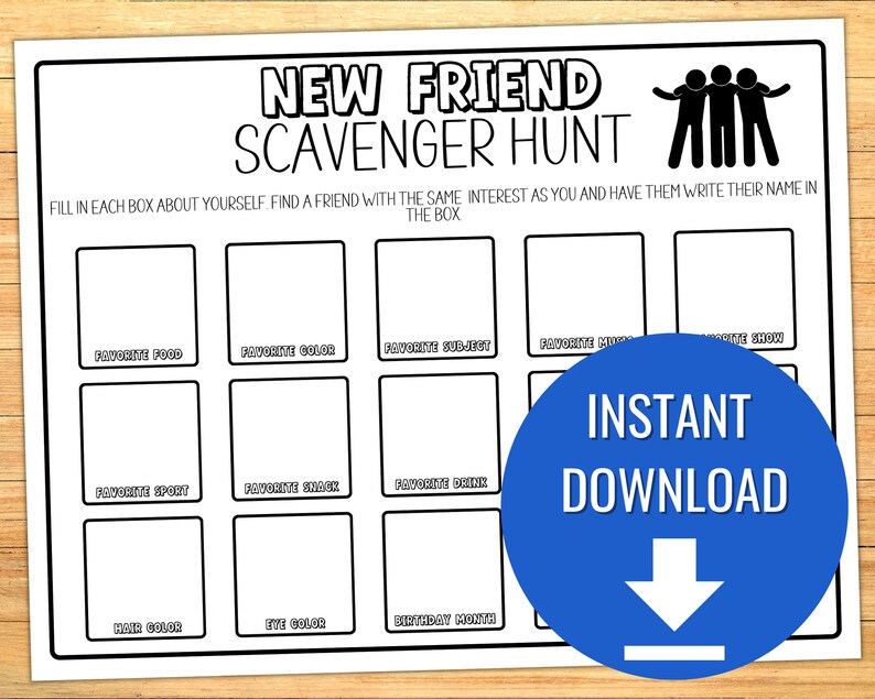 Back to School New Friend Scavenger Hunt Find Someone Who - Etsy