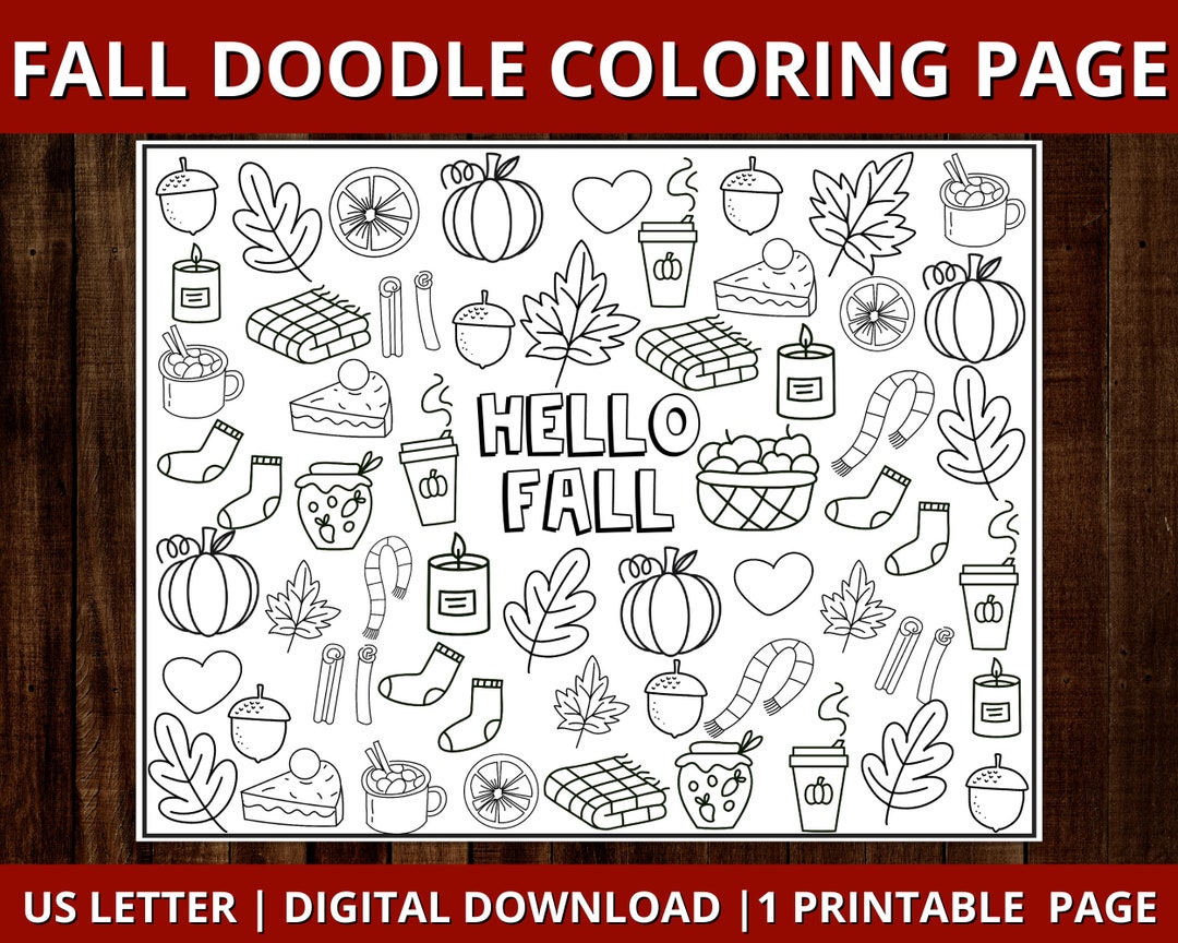 Fall Doodles Coloring Page Fall Coloring Sheet Printable - Etsy Australia