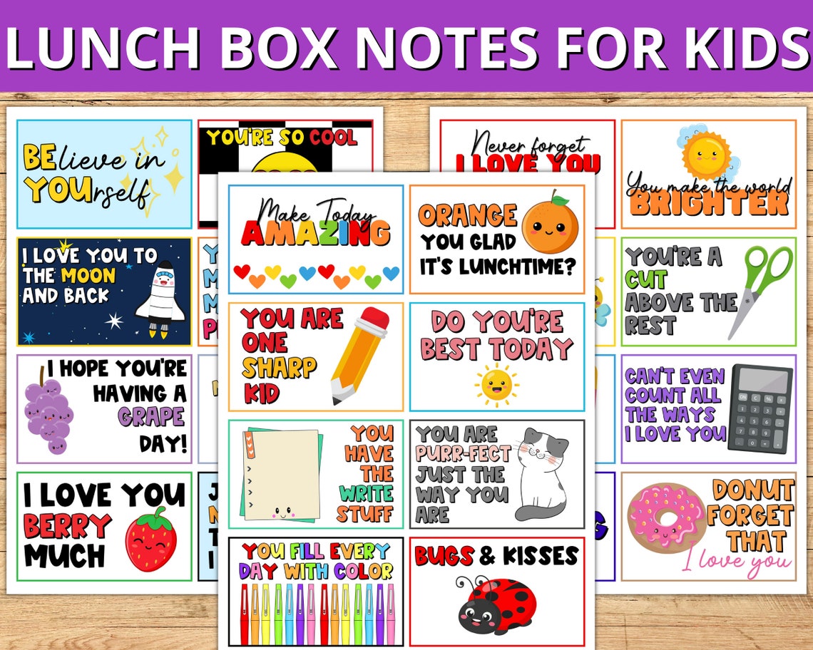 Lunch Box Notes for Kids Lunch Box Note Template Positive - Etsy
