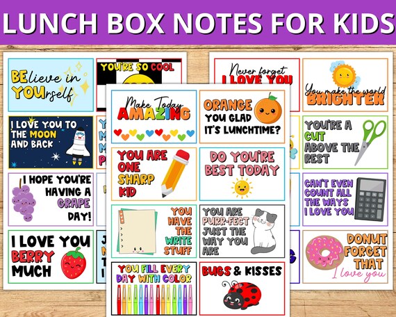 Lunch Box Notes for Kids Lunch Box Note Template Positive - Etsy