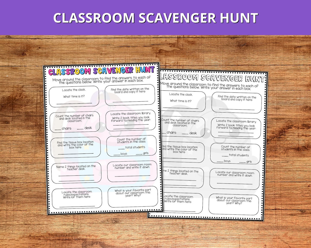 Classroom Scavenger Hunt, Back to School Scavenger Hunt Printable ...