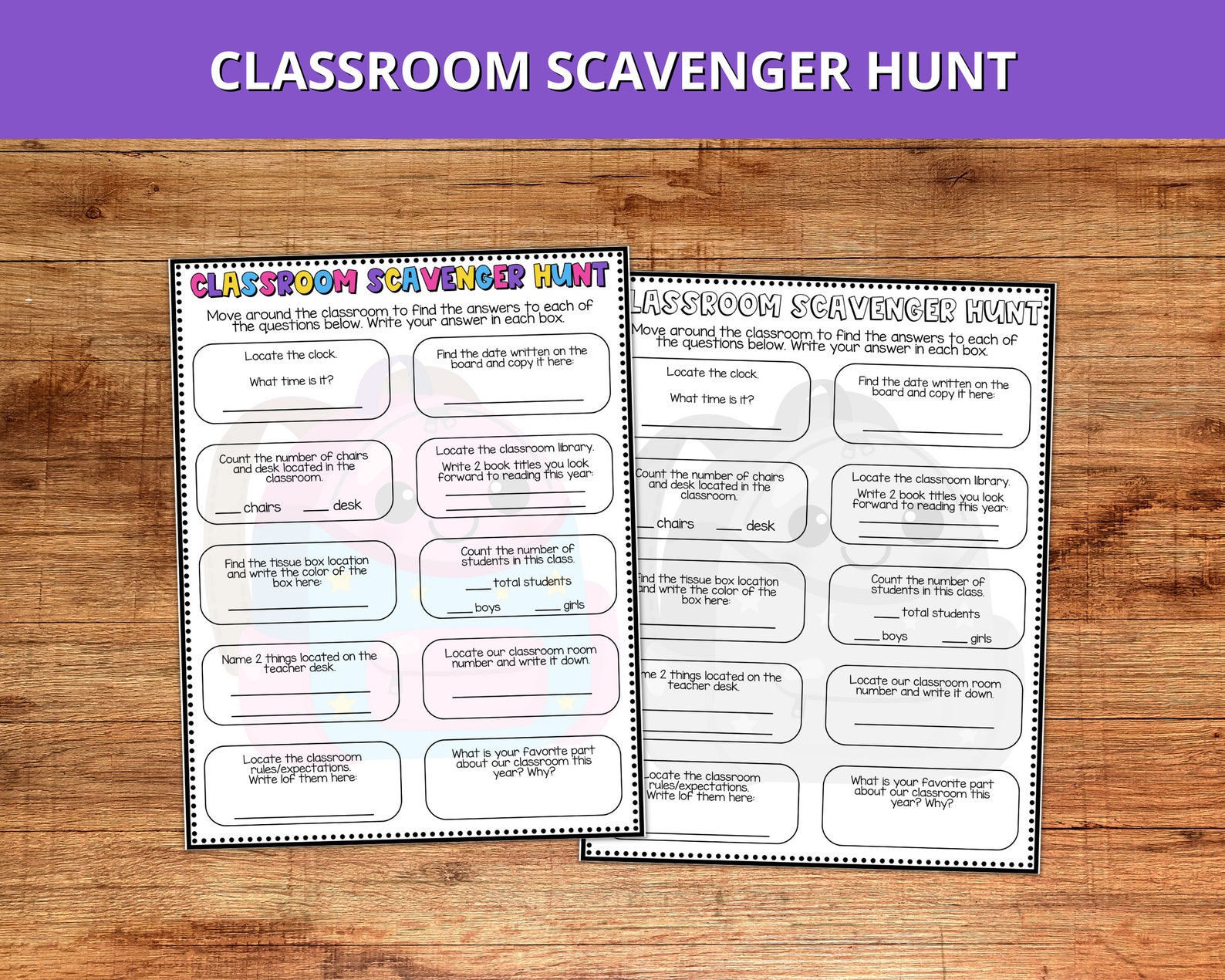 Classroom Scavenger Hunt, Back to School Scavenger Hunt Printable ...