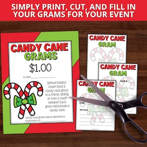 Candy Cane Gram Template, Candy Cane Printable Fundraiser, Christmas ...