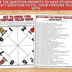 Back to School Fortune Teller Game, Back to School Get to Know You ...
