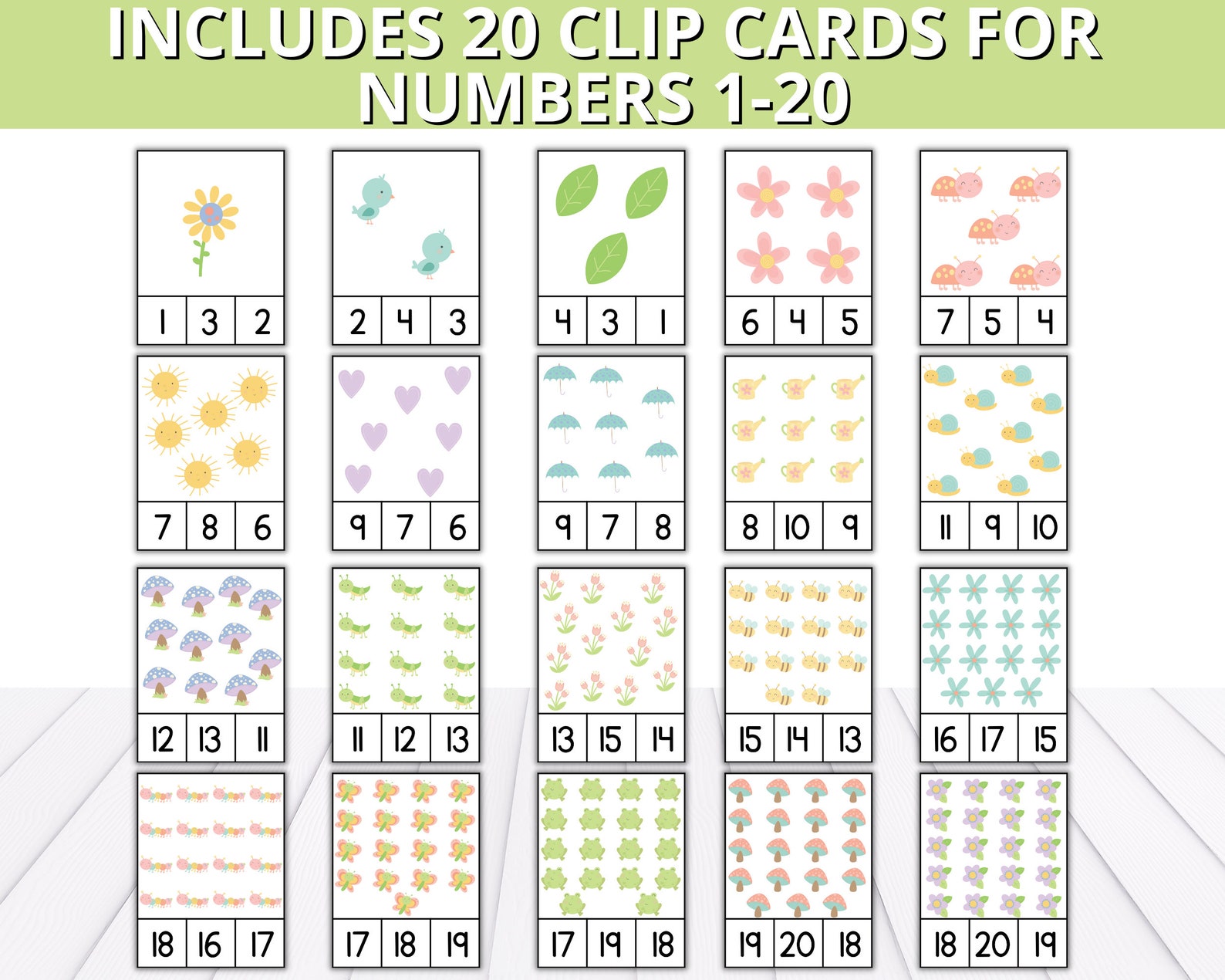 Spring Counting Clip Cards, Spring Math Centers, Preschool Math ...