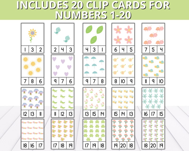 Spring Counting Clip Cards, Spring Math Centers, Preschool Math ...