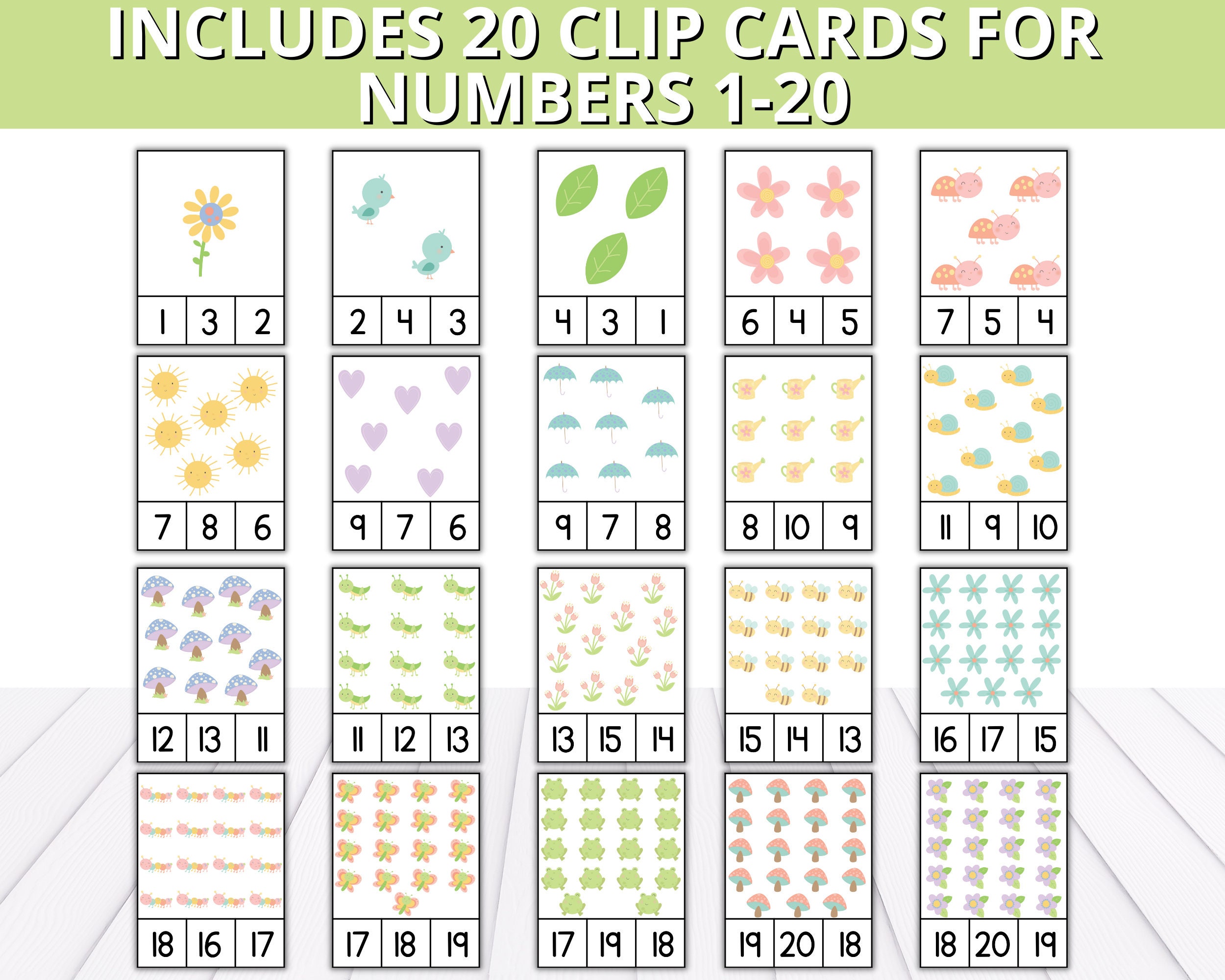 Spring Counting Clip Cards, Spring Math Centers, Preschool Math ...