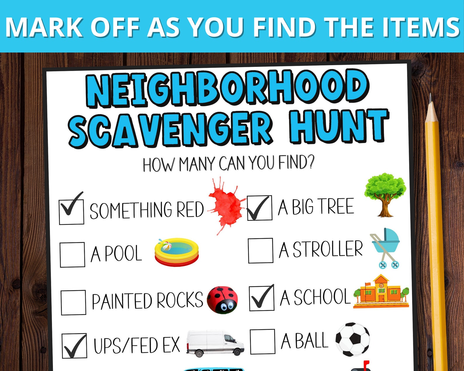 Neighborhood Scavenger Hunt, Scavenger Hunt Printable for Kids, Rainy ...