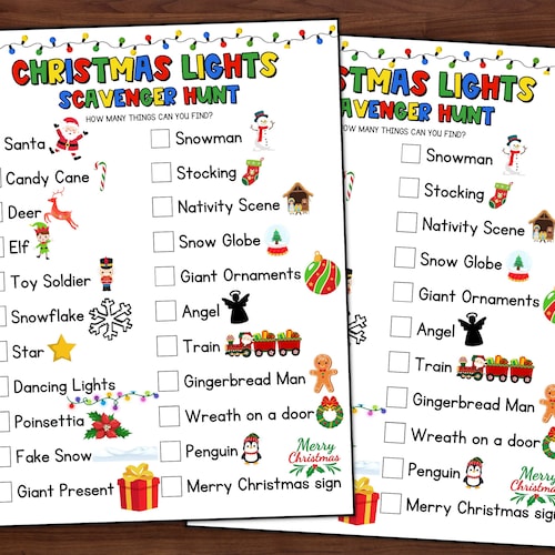 Christmas Lights Scavenger Hunt Christmas Decoration - Etsy
