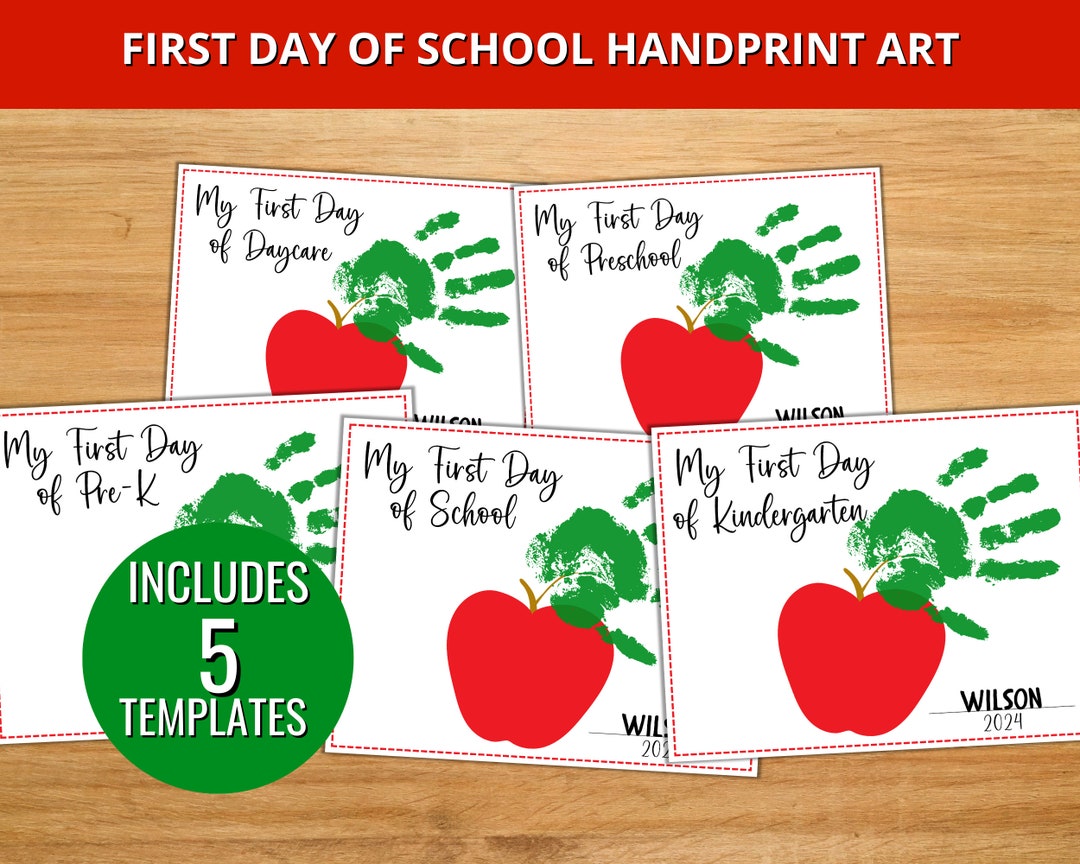 First Day of School Handprint Art, First Day Handprint Keepsake, First ...